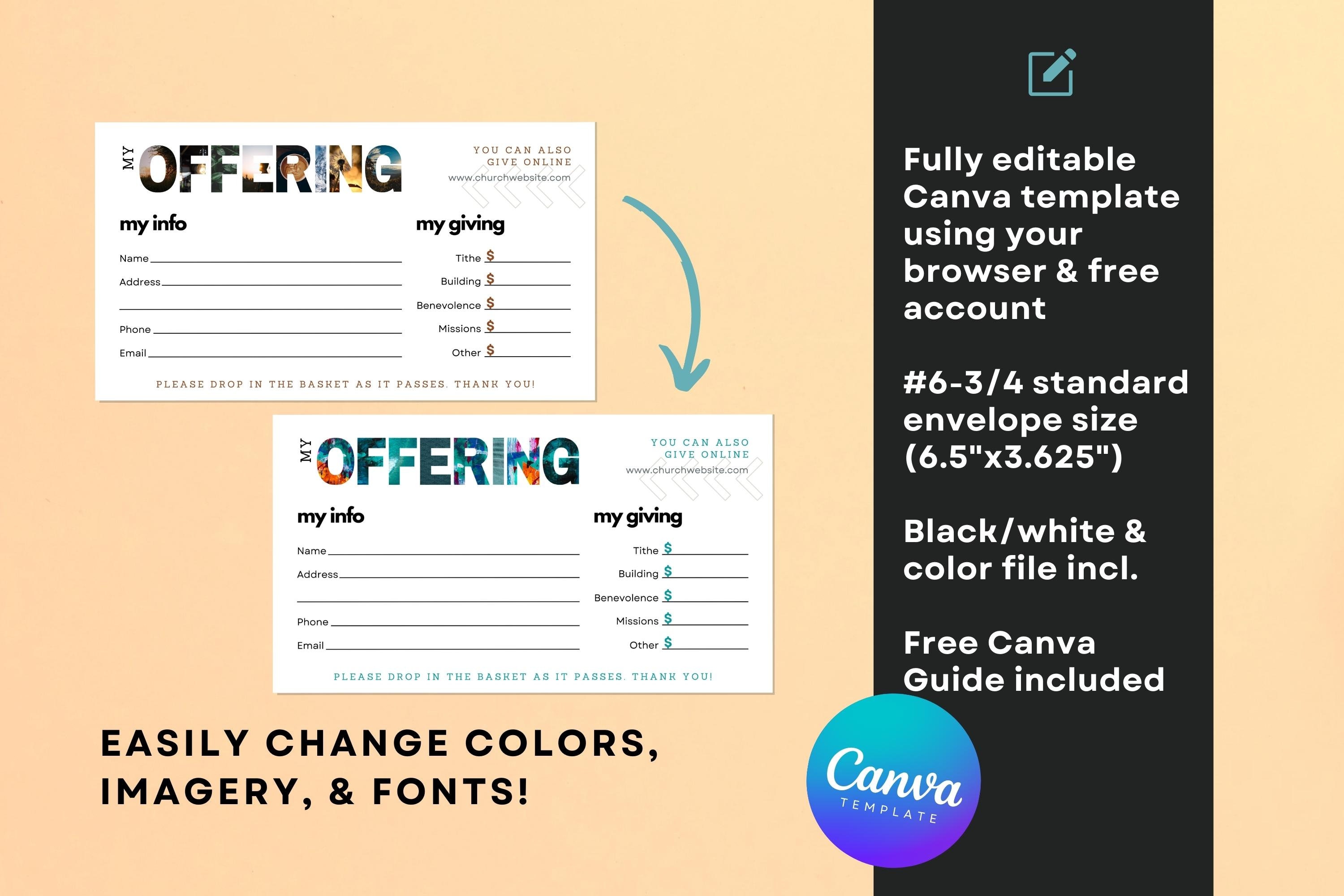 Editable Offering Envelope Canva Template: Church Tithe Collection ...