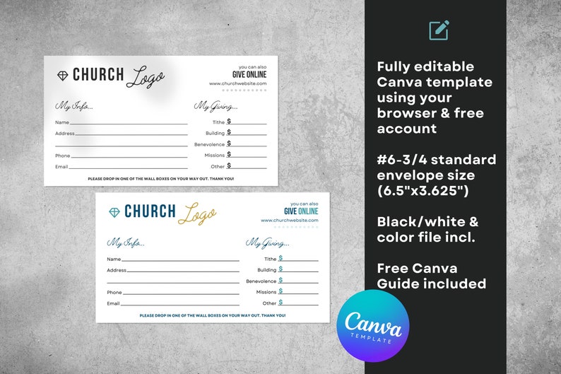 Editable Church Offering Envelope Template: Tithe Collection (canva) - Etsy