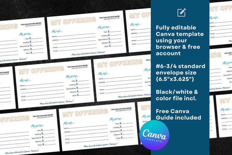 Offering Envelope Canva Template, Tithing Envelope, Editable Offering ...