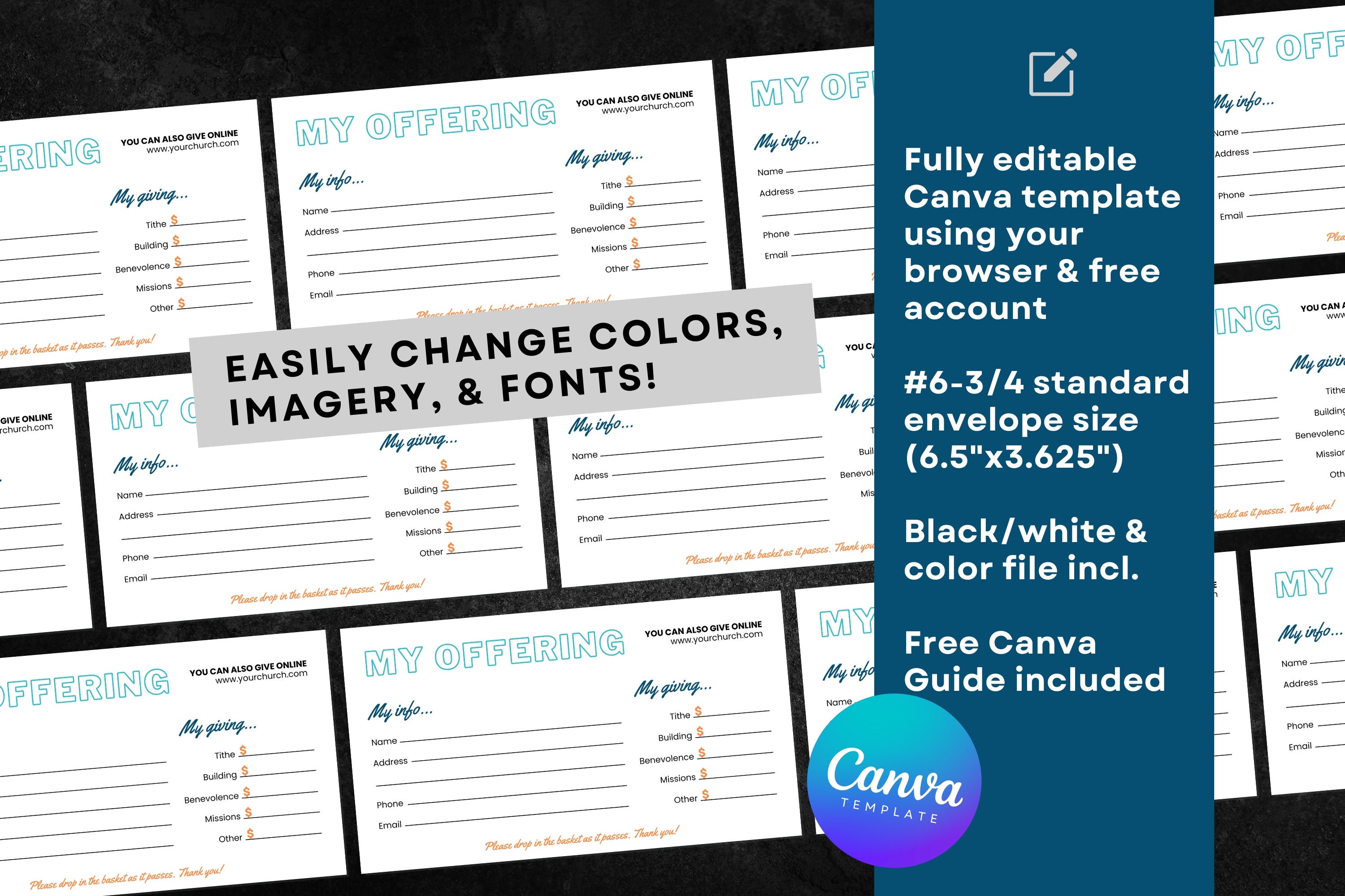 Offering Envelope Canva Template, Tithing Envelope, Editable Offering ...