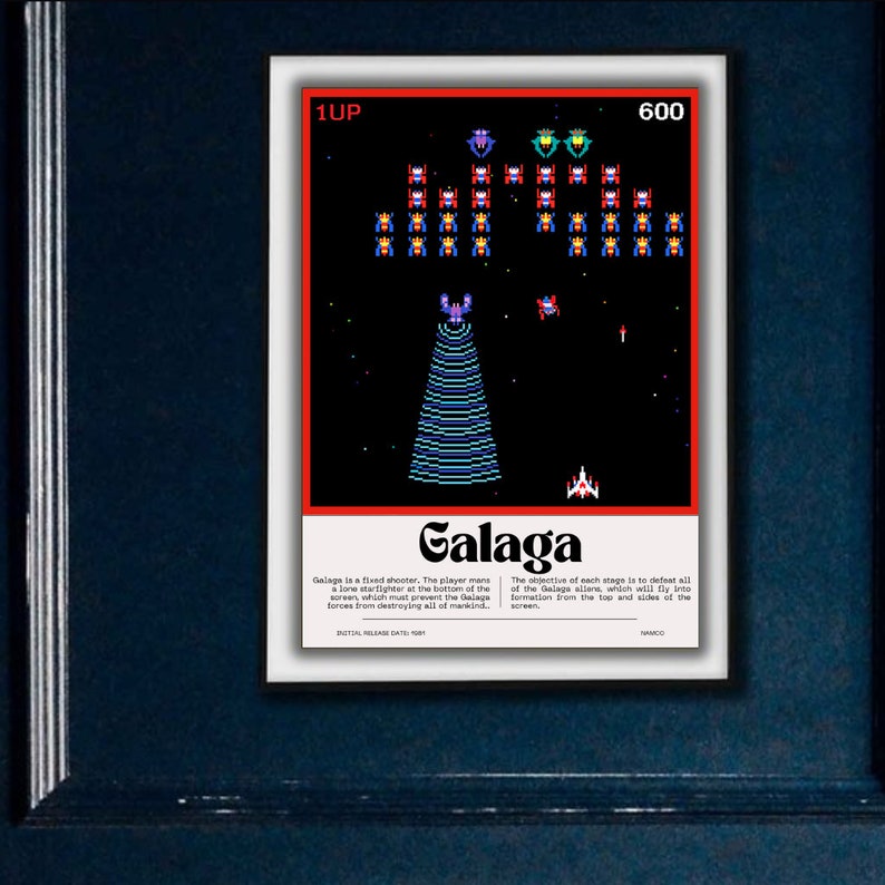 Retro Galaga Poster - Digital Download Video Game Poster - Etsy