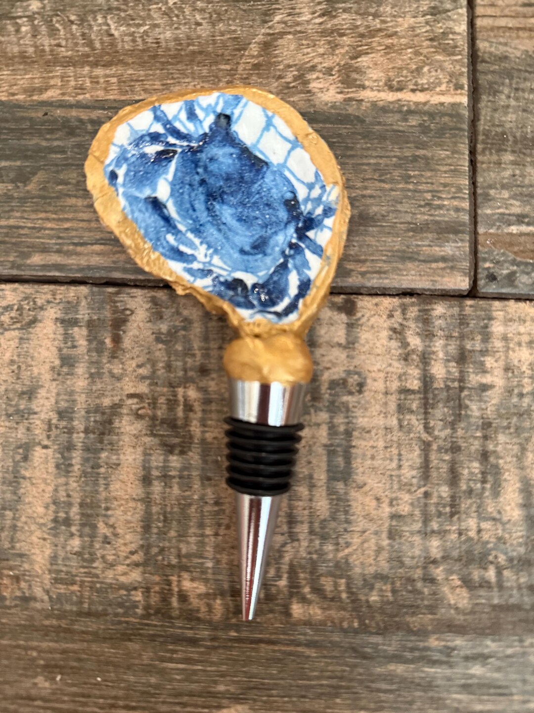 Oyster Wine Bottle Stopper Blue Crab - Etsy