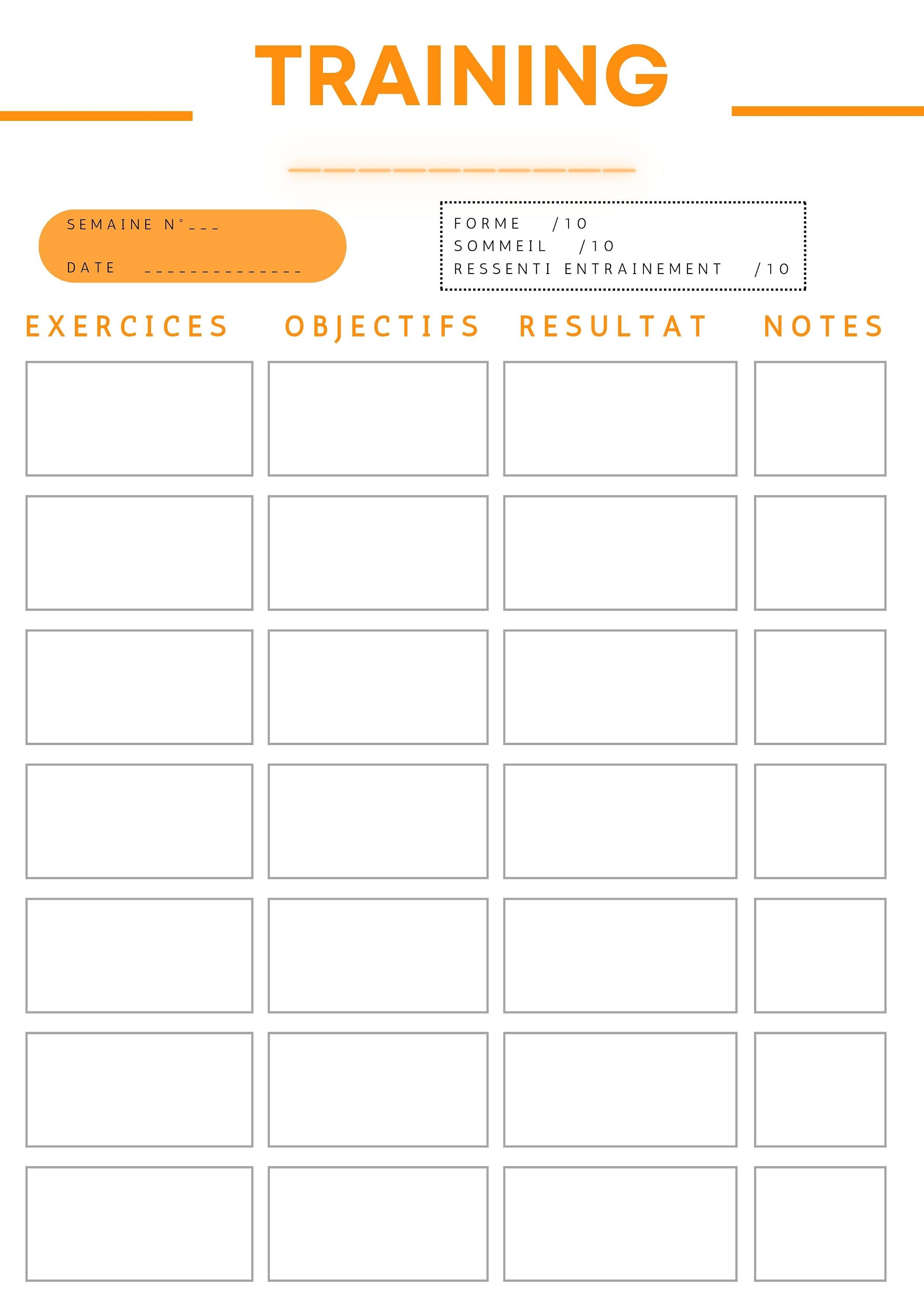 Planificateur sportif en français Fitness planner Organisation sport ...