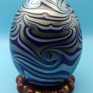 Vandermark Iridescent Cobalt Blue Art Glass Egg 1977 Marked & Dated - Etsy
