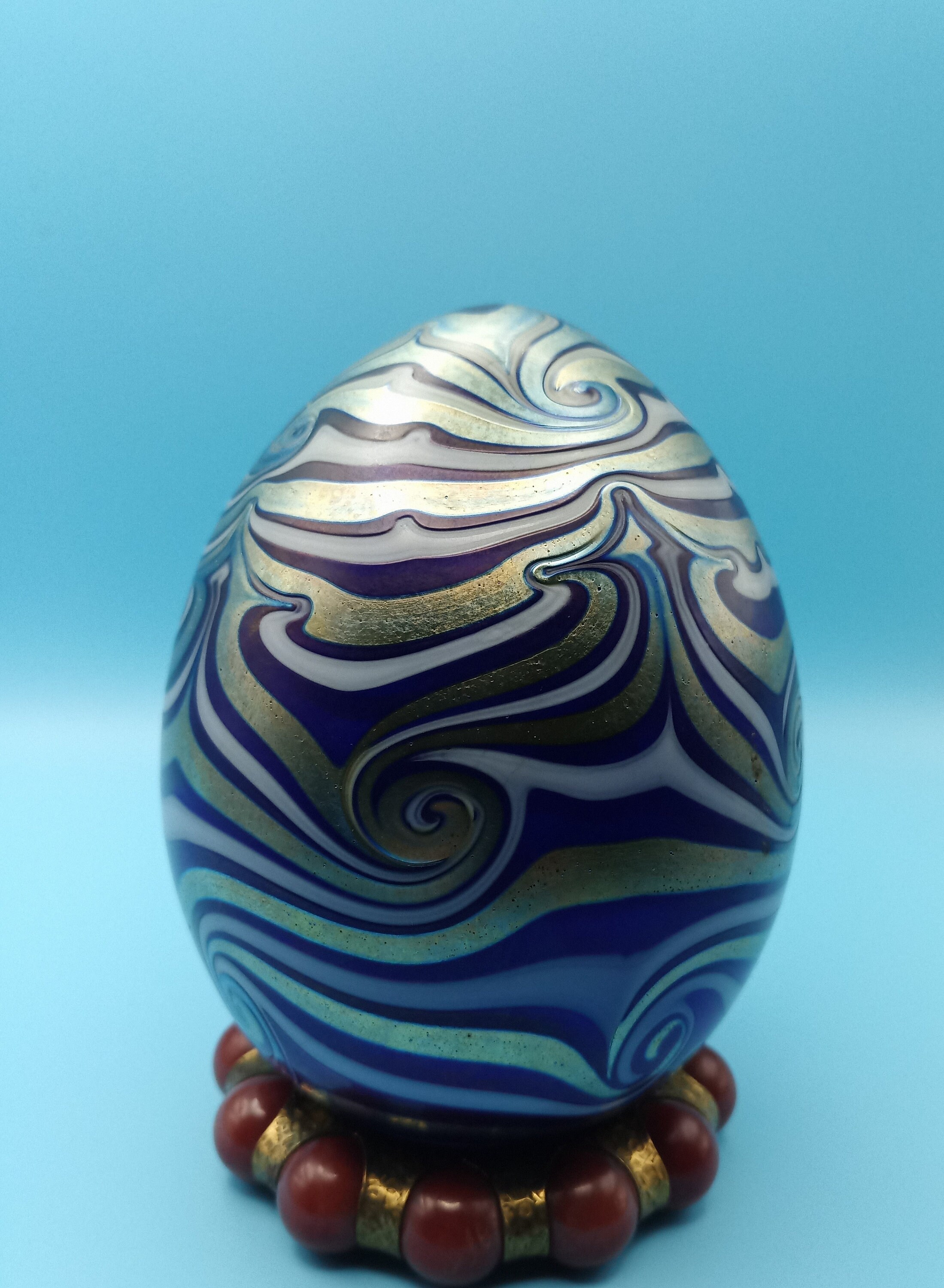 Vandermark Iridescent Cobalt Blue Art Glass Egg 1977 Marked & Dated - Etsy