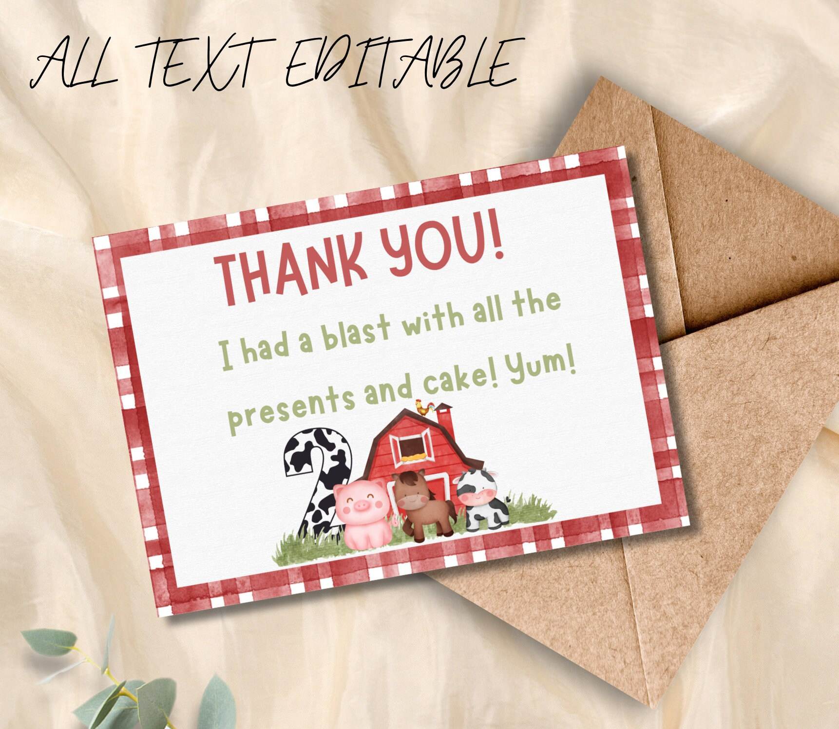 Oink Moo 2nd Birthday Editable Digital Birthday Invitation Canva ...