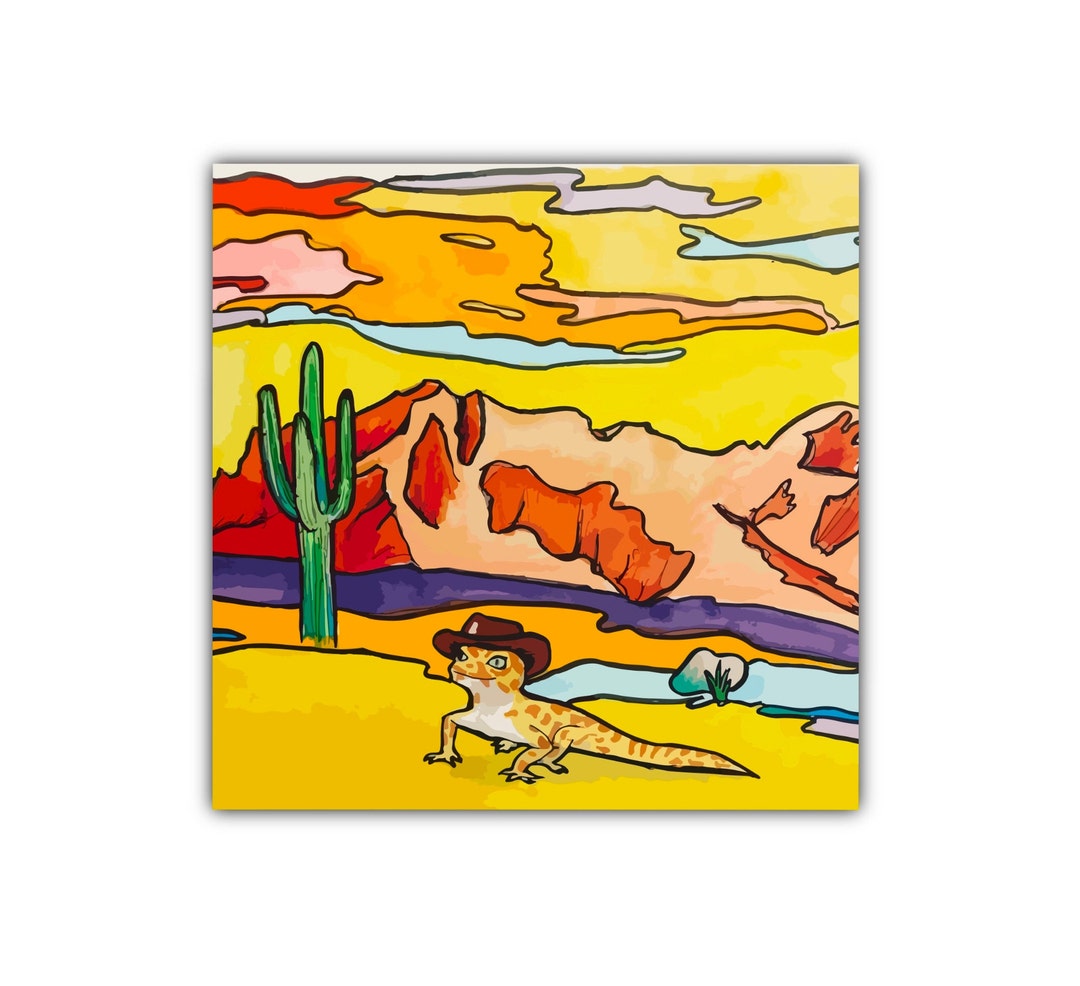 Cowboy Gecko Print - Etsy