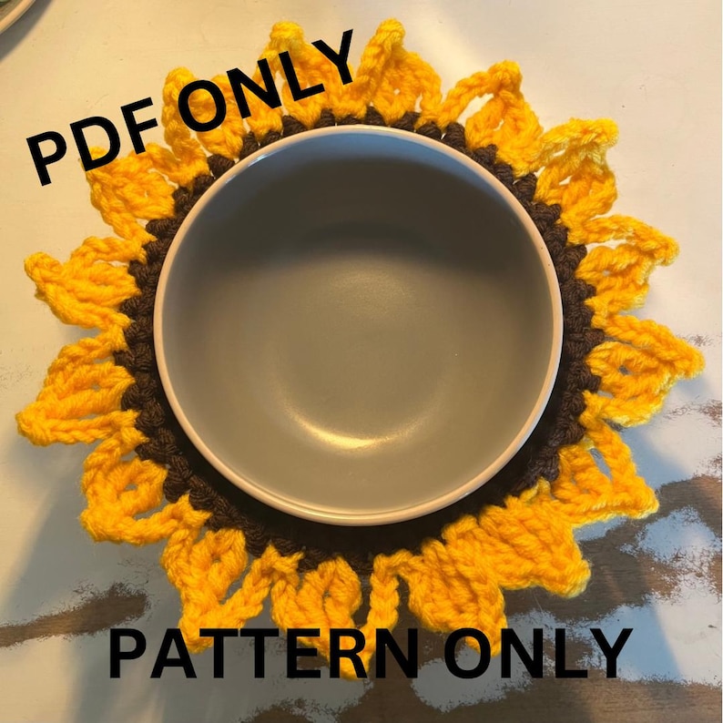 Sunflower Crochet Bowl Cozy Pattern PDF ONLY - Etsy