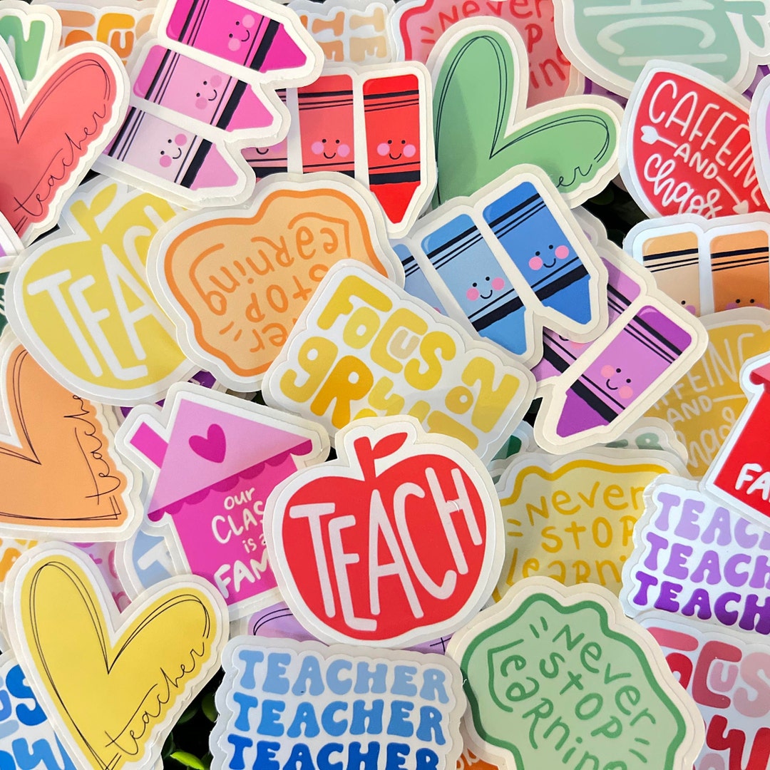Rainbow Teacher Stickers (set of 8) / Glossy Waterproof Finish ...
