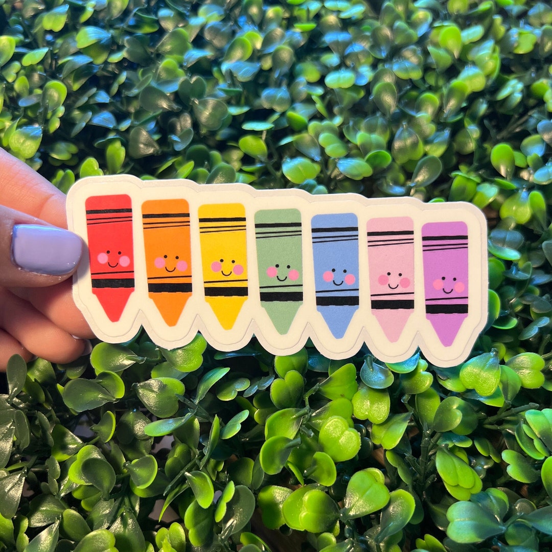 Rainbow Crayons Teacher Sticker Cute / WATERPROOF / Easy Peel / Glossy ...