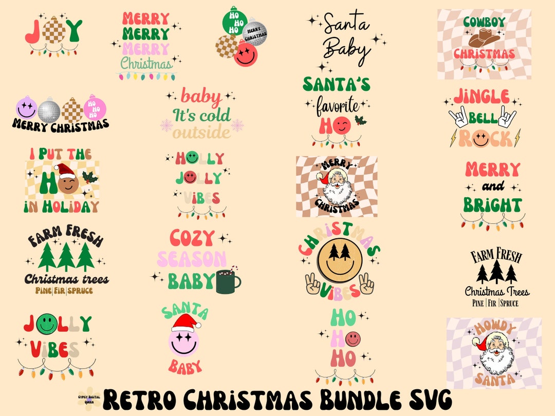 Retro Christmas Svg Bundle Retro Christmas Cut Files Retro - Etsy