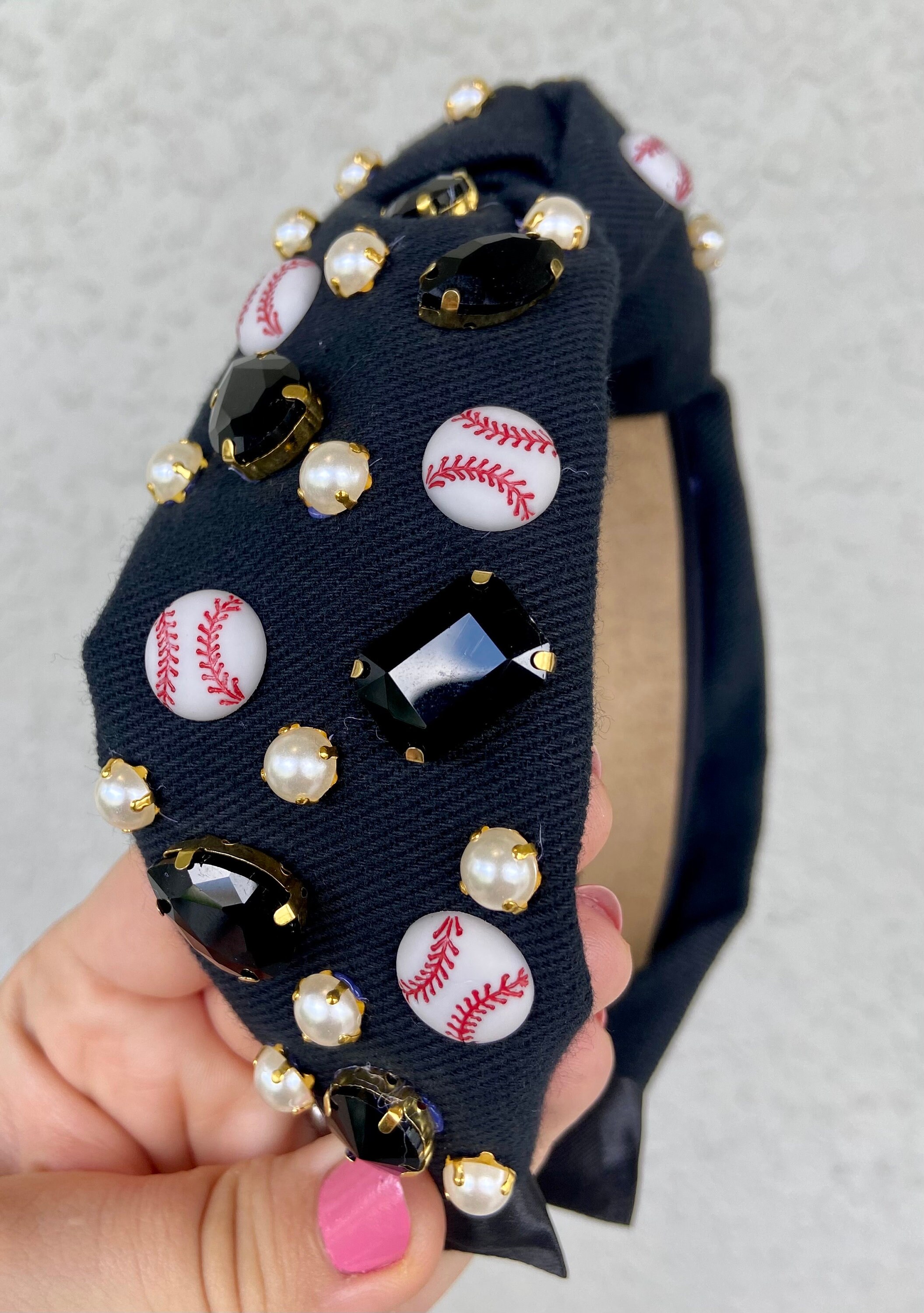 Baseball Red White Blue Black Embellished Knotted Headband - Etsy