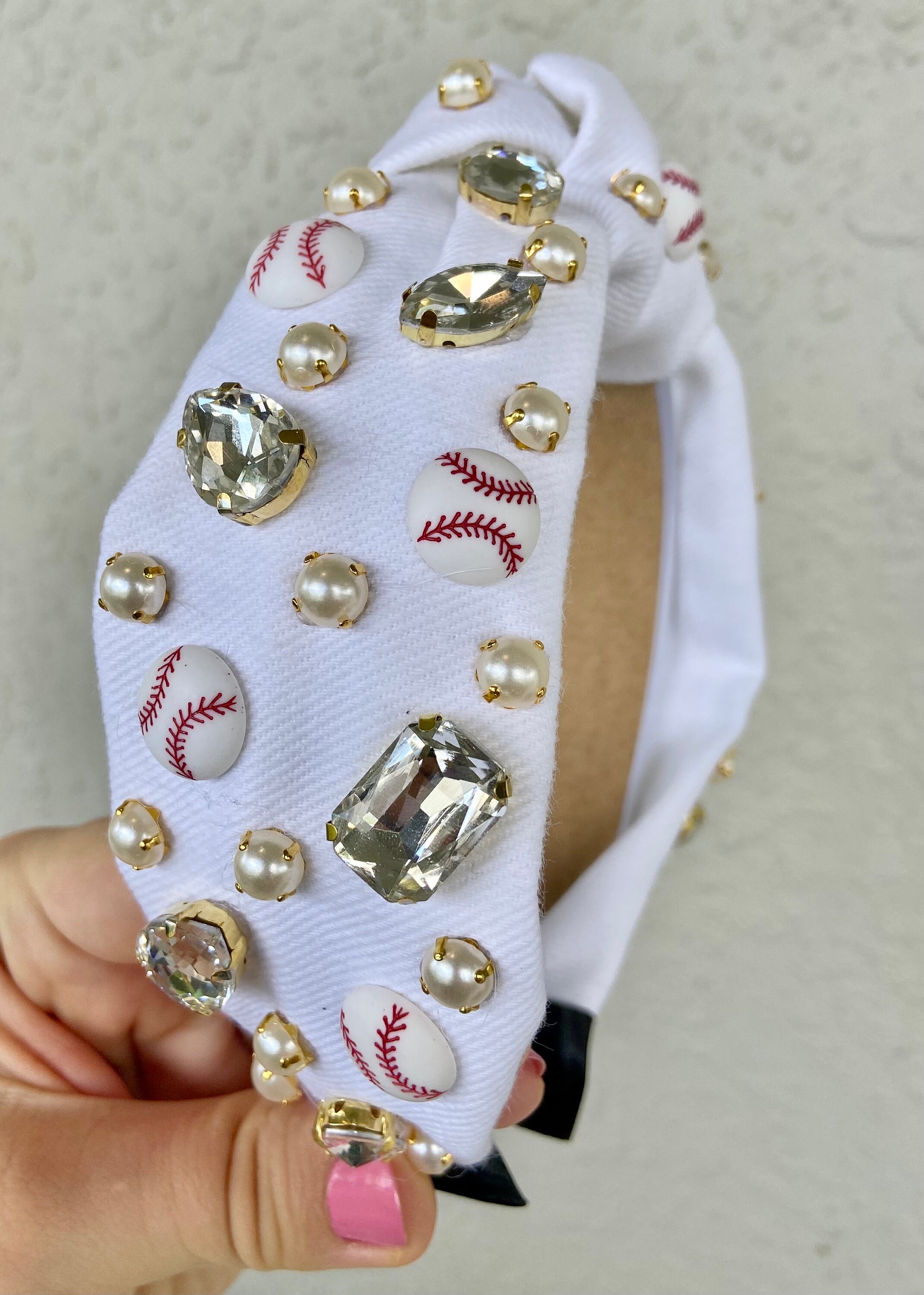 Baseball Red White Blue Black Embellished Knotted Headband - Etsy