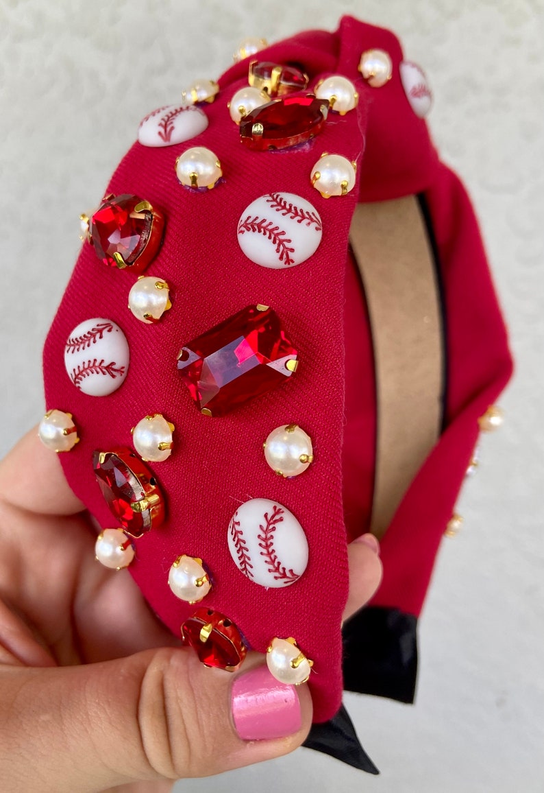 Baseball Red White Blue Black Embellished Knotted Headband - Etsy