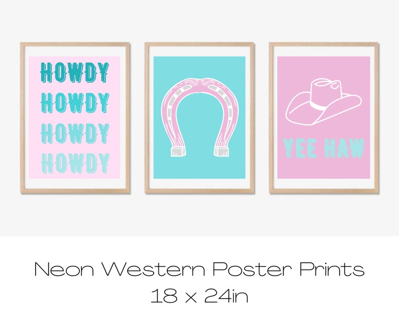 Neon Western Poster Prints - Etsy