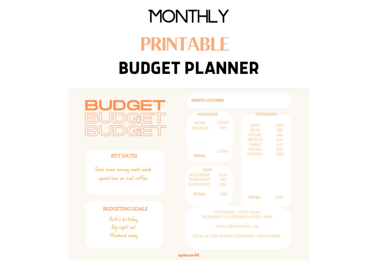 Digital Printable Monthly Budget Planner - Etsy