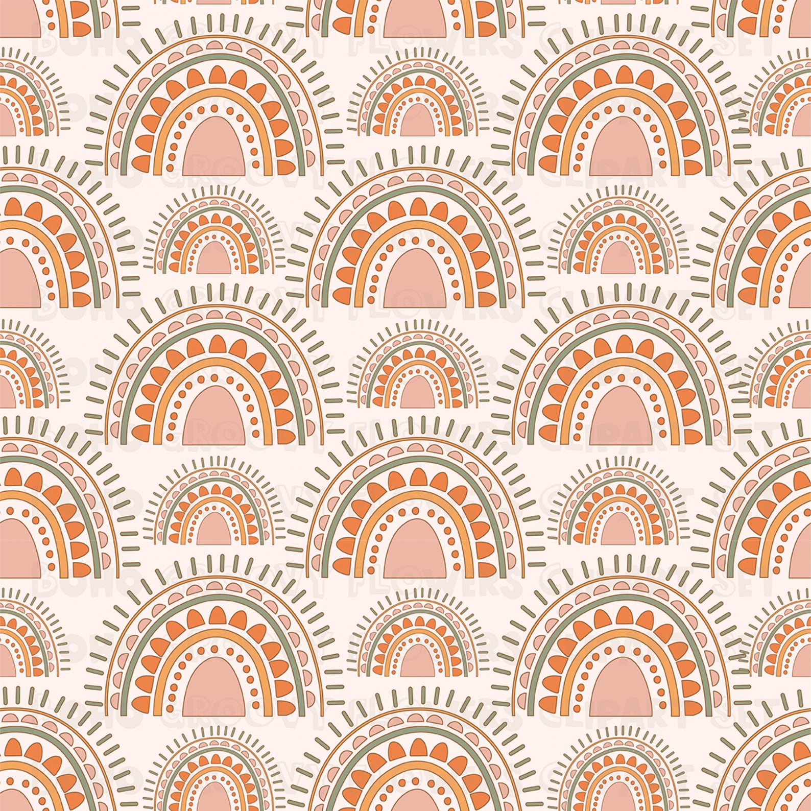 Groovy Boho Flowers Clipart Bundle, Boho Flowers Clipart SVG, Boho ...