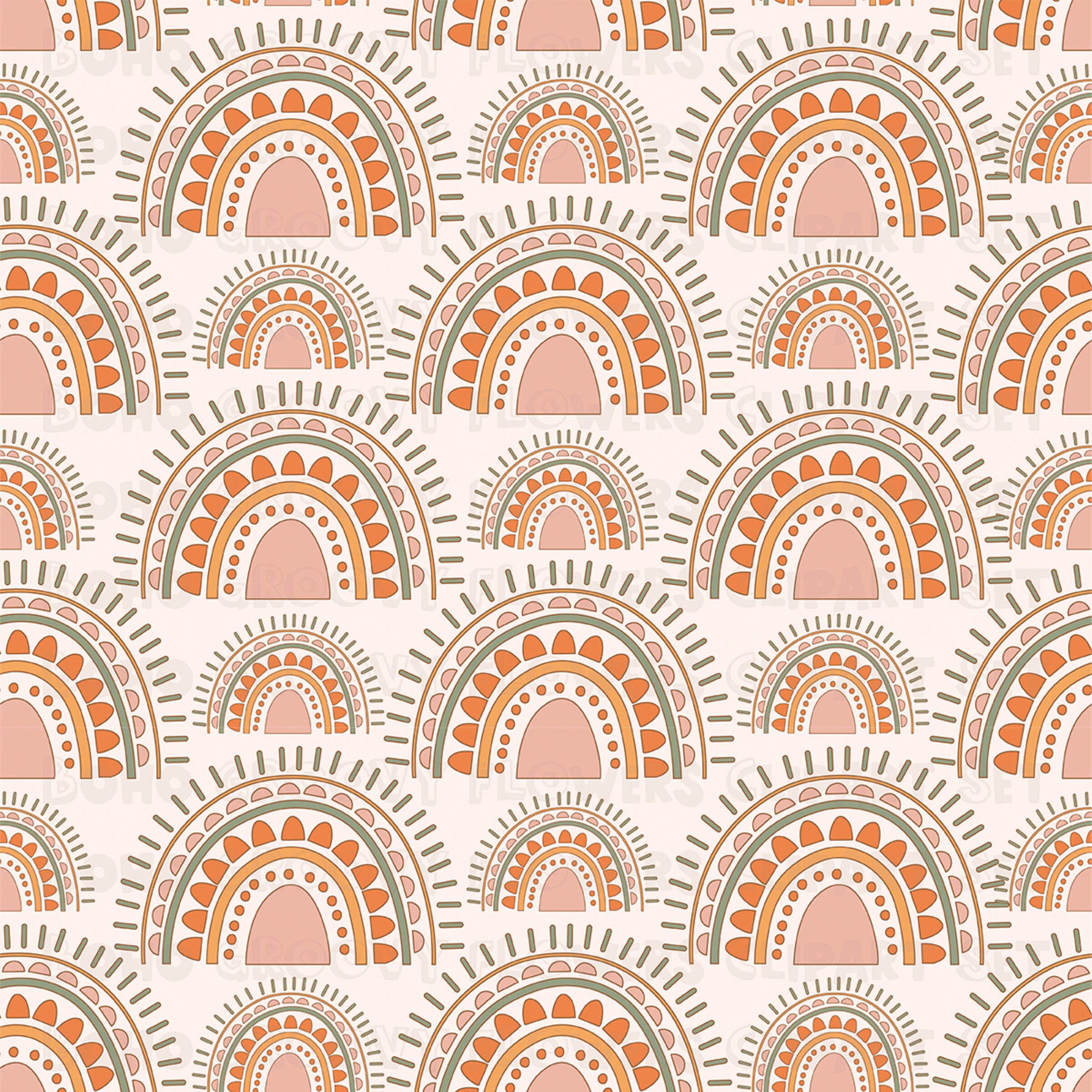 Groovy Boho Flowers Clipart Bundle, Boho Flowers Clipart SVG, Boho ...