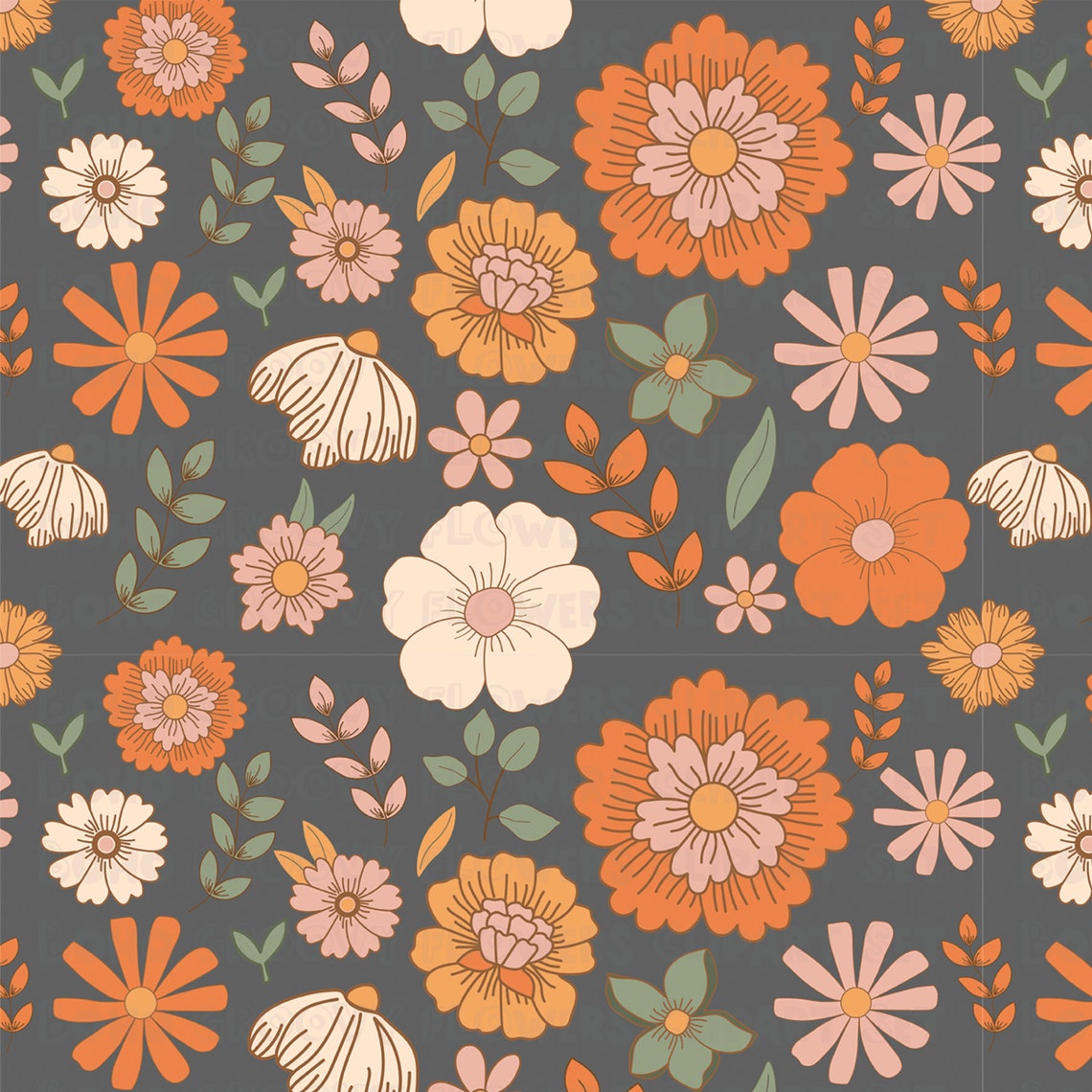 Groovy Boho Flowers Clipart Bundle, Boho Flowers Clipart SVG, Boho ...