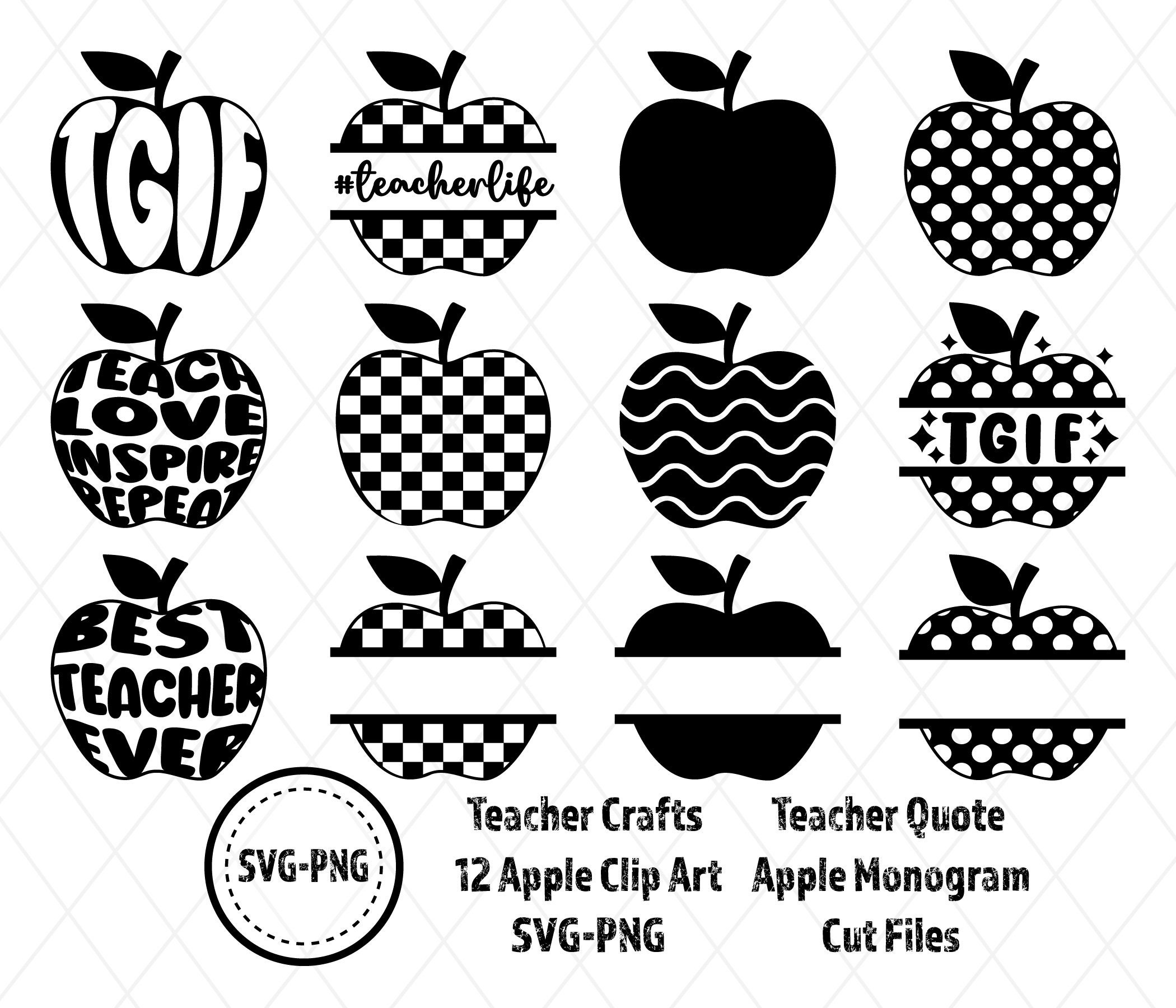 Teacher Svg | Apple Monogram Svg | Apple Svg | Tgif Teacher | School ...