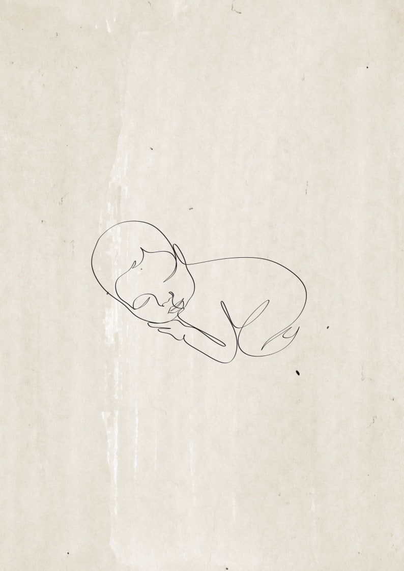 Baby Line Art Print for Nursery DOWNLOAD PNG - Etsy