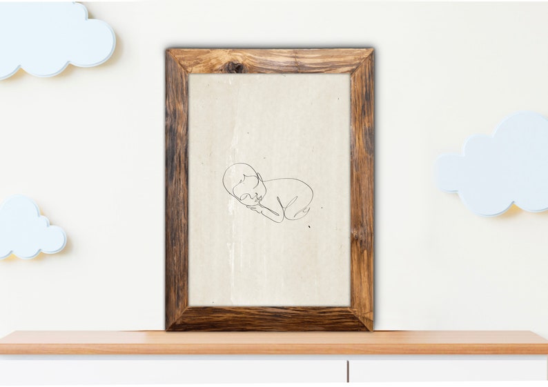 Baby Line Art Print for Nursery DOWNLOAD PNG - Etsy