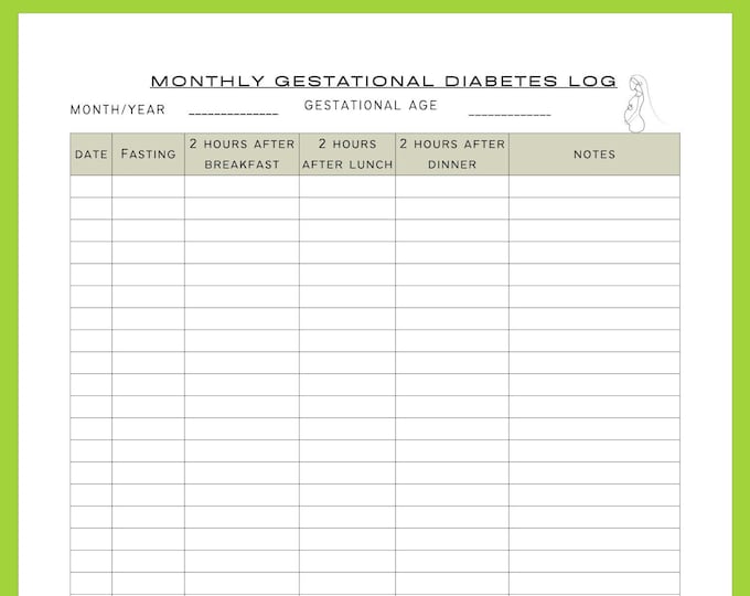 Printable Gestational Diabetes Weekly Tracker - Etsy