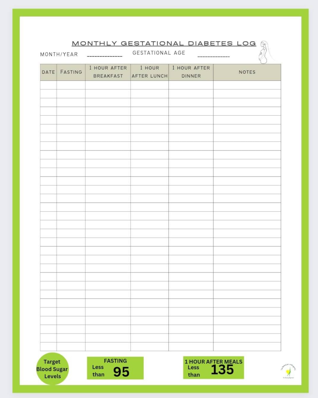 1 Hour Gestational Diabetes Blood Sugar Log Tracker - Etsy