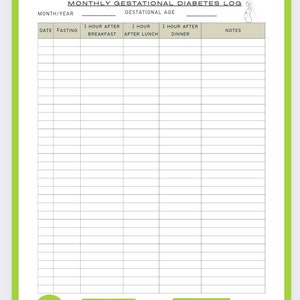 1 Hour Gestational Diabetes Blood Sugar Log Tracker Etsy