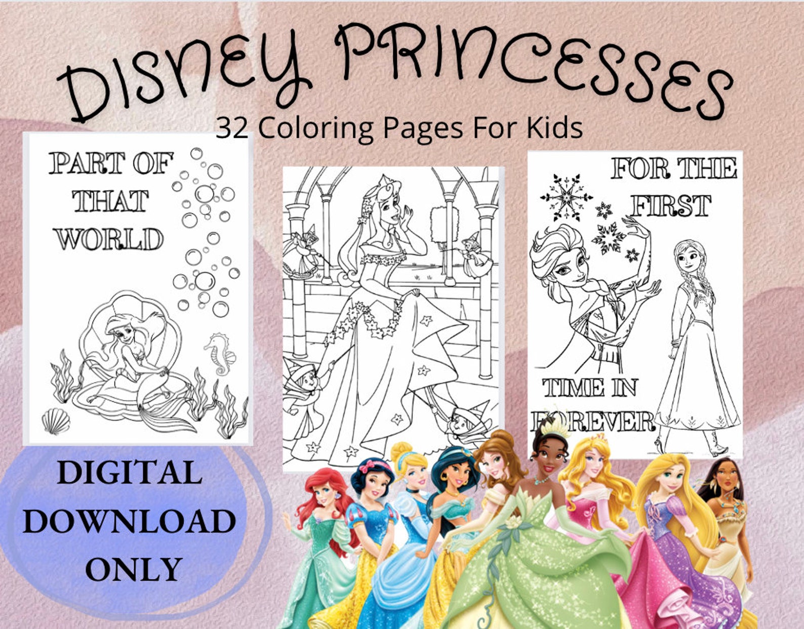 Coloring Book Disney Princesses Digital Download: Coloring Pages - Etsy