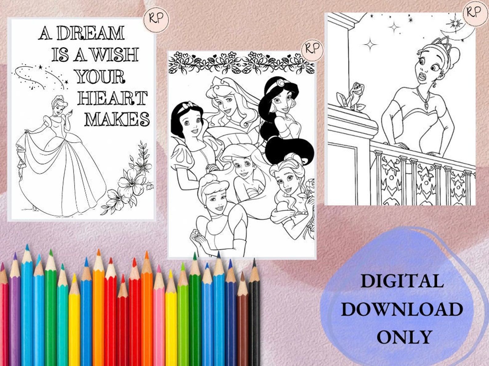 Coloring Book Disney Princesses Digital Download: Coloring Pages - Etsy