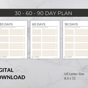 30 60 90 Day Plan Template - Etsy