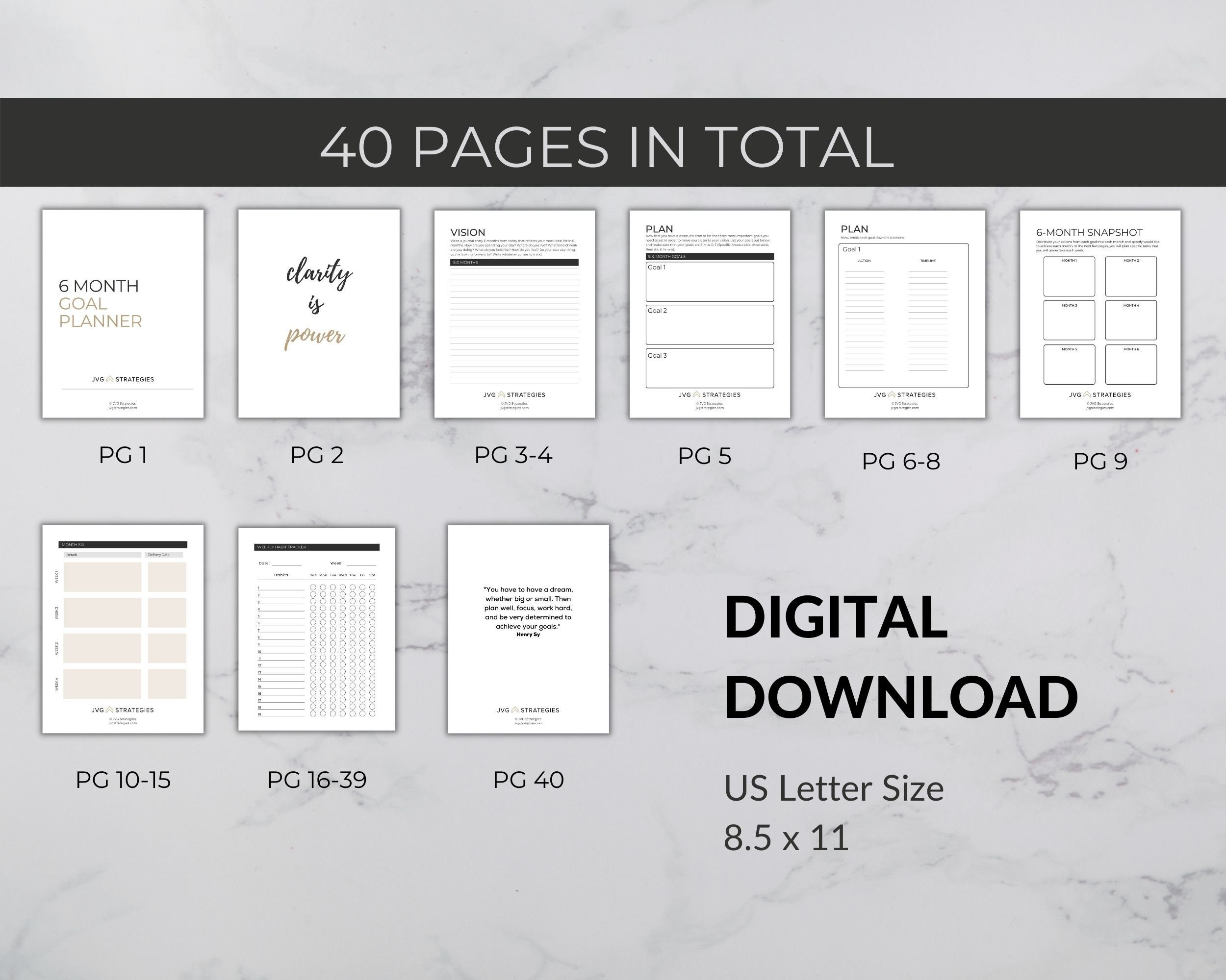 6 Month Goal Planner, Goal Setting Planner With Habits Tracker - Etsy