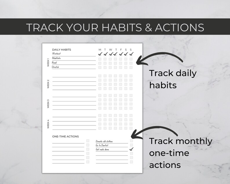 One Month Action Plan Template Monthly Goal Setting Worksheet - Etsy
