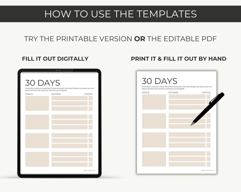 30 60 90 Day Plan Template - Etsy