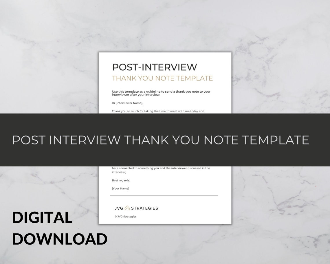 Interview Thank You Note Template - Etsy