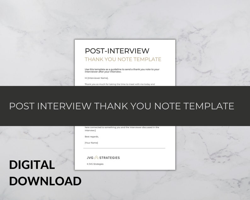 Interview Thank You Note Template - Etsy