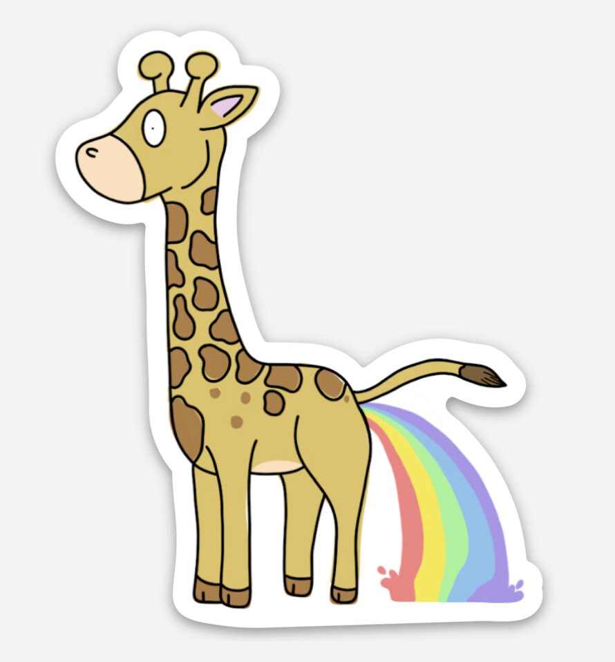Rainbow Giraffe - Sticker - Etsy