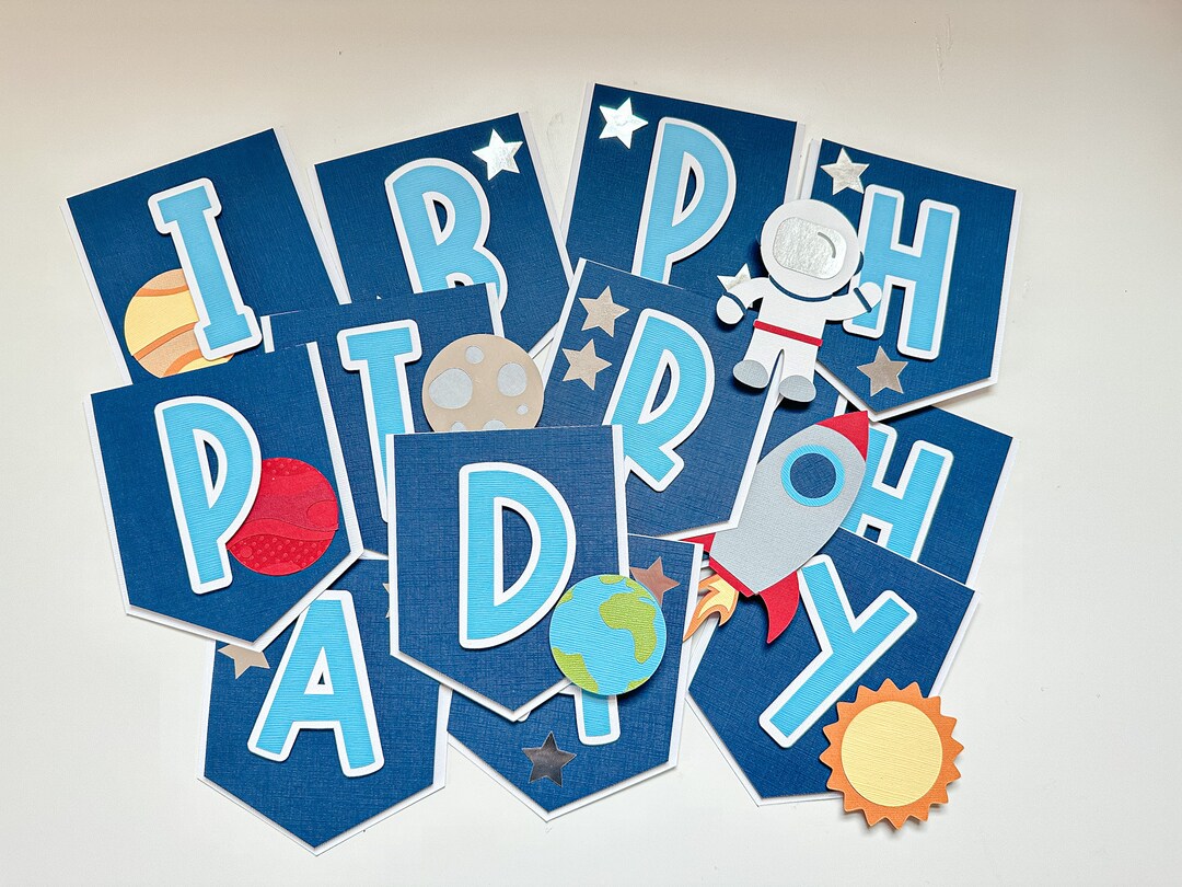 Boy Space Birthday Banner, Outer Space Banner, Boy Space Birthday ...