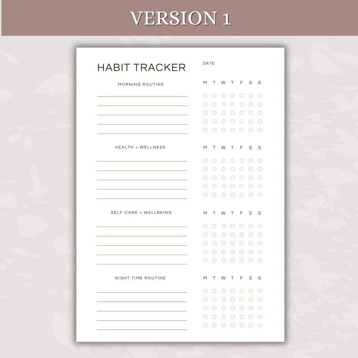 Daily Habit Tracker for Self-care, Productivity, Health, Morning and ...