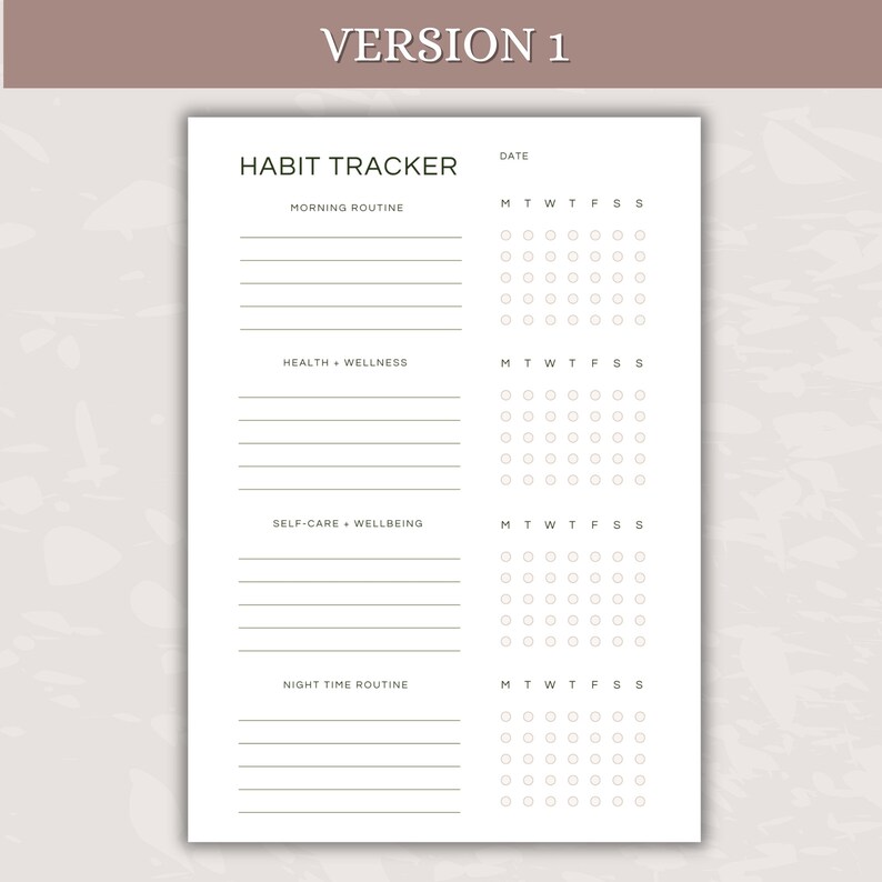 Daily Habit Tracker for Self-care, Productivity, Health, Morning and ...