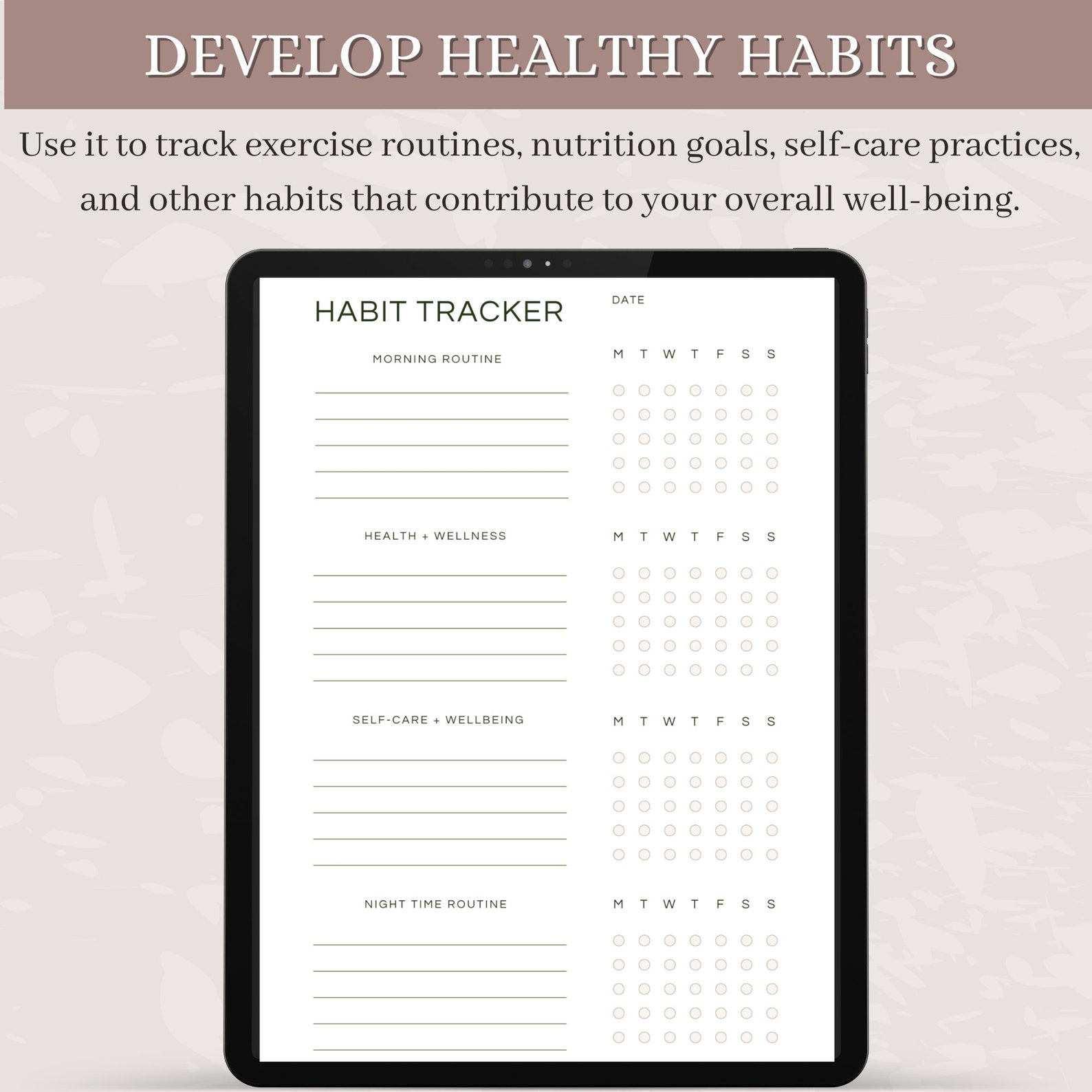 Daily Habit Tracker for Self-care, Productivity, Health, Morning and ...