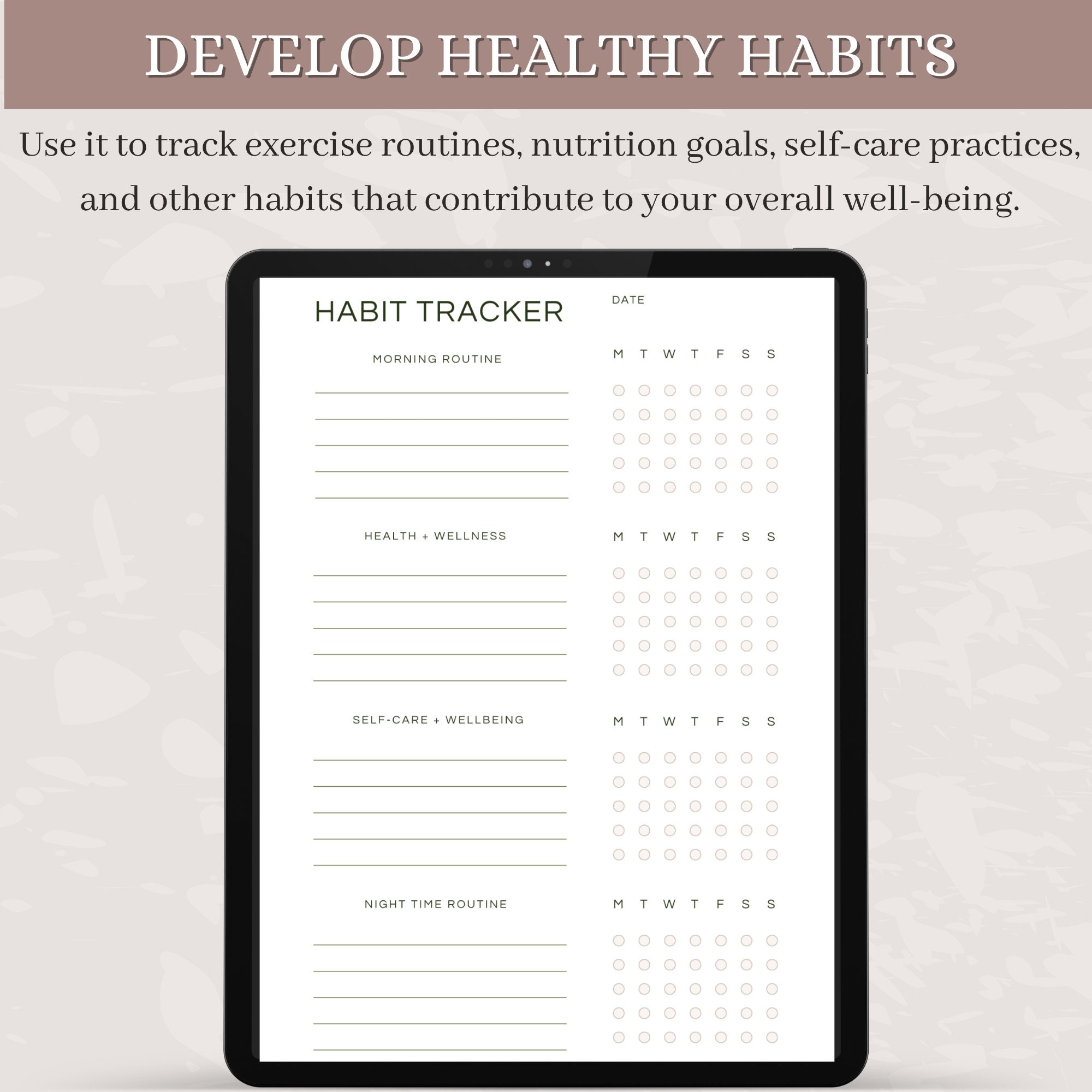 Daily Habit Tracker for Self-care, Productivity, Health, Morning and ...