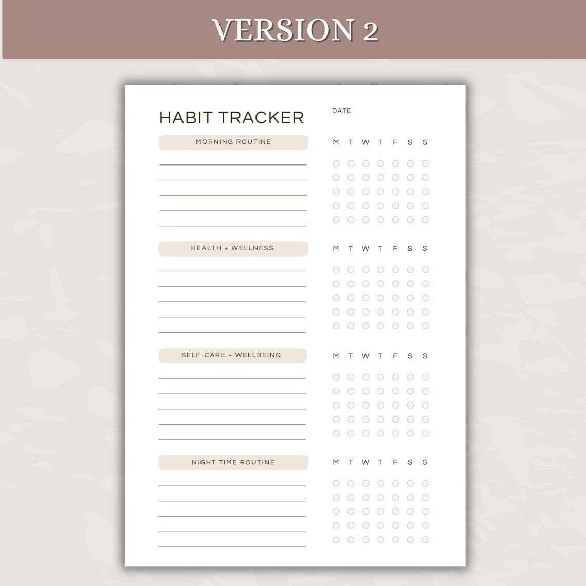 Daily Habit Tracker for Self-care, Productivity, Health, Morning and ...