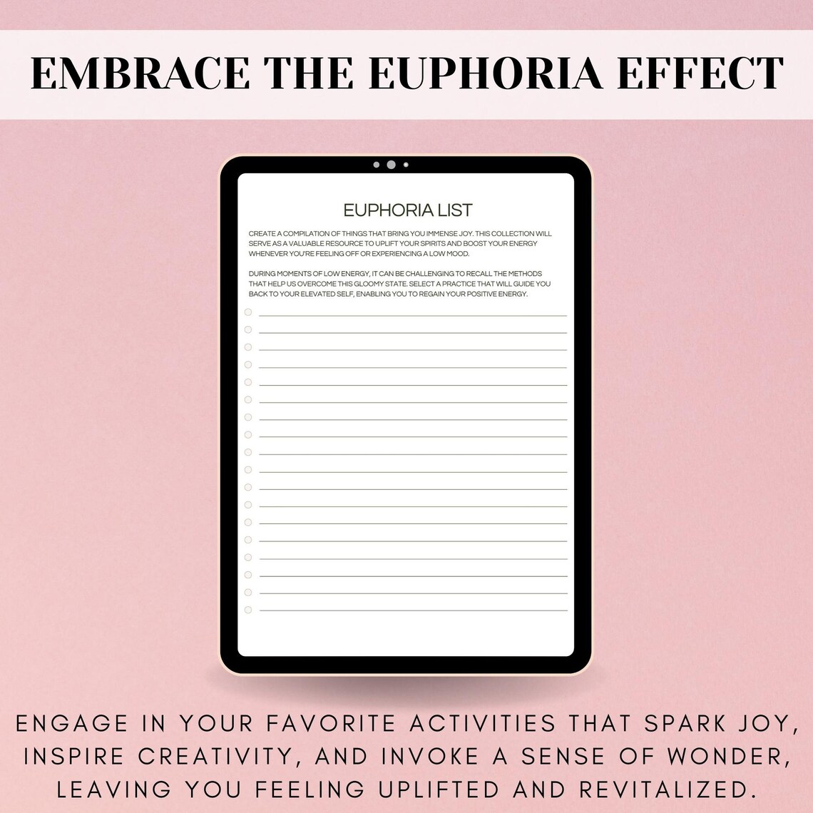 Euphoria List a Positive Practice to Uplift Your Spirits for - Etsy