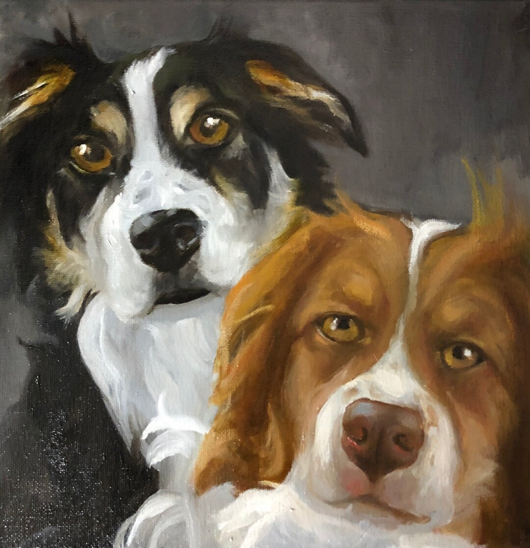 Oil Painting of Your Two Pets, Ready to Hang. Custom Hand Crafted Art ...