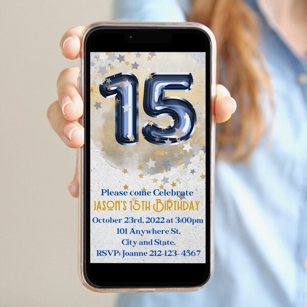 15th Birthday Invitation for Boys - Etsy