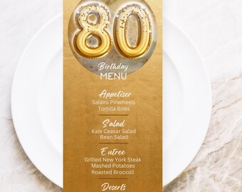80th Birthday Menu - Etsy