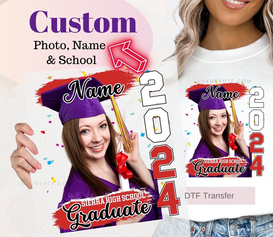 Custom Graduation DTF Transfers, Editable Graduation Transfers, Custom ...