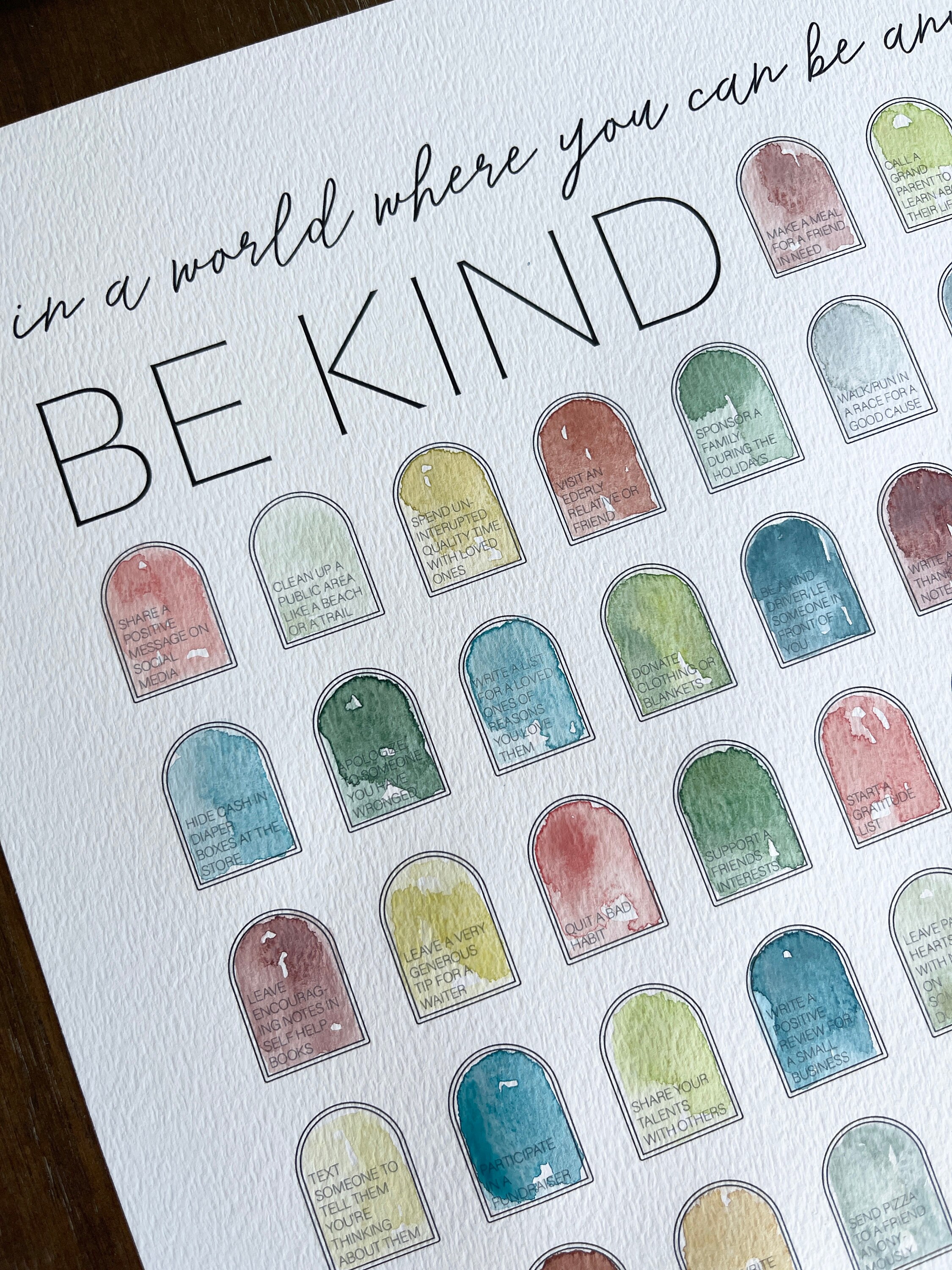 Be Kind Bucket List Kindness Matters Poster Family Gift - Etsy